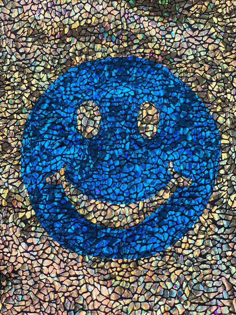 Kids Holographic Gold / Turquoise Smiley Face Bomber Jacket | Etsy