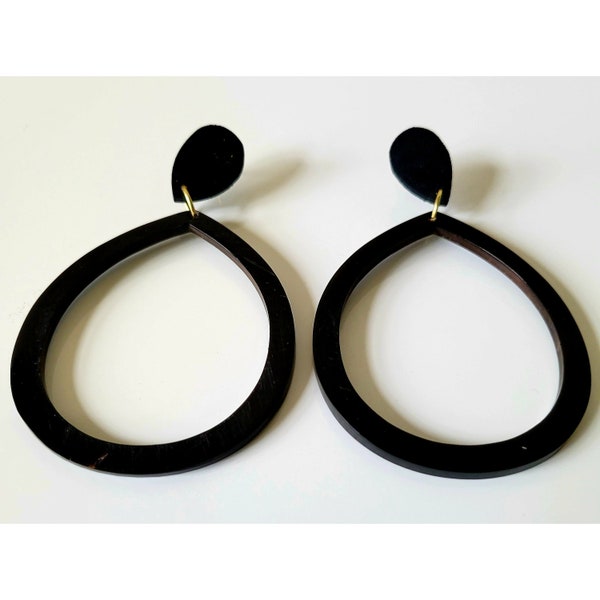 Black Hoop Earrings - Etsy