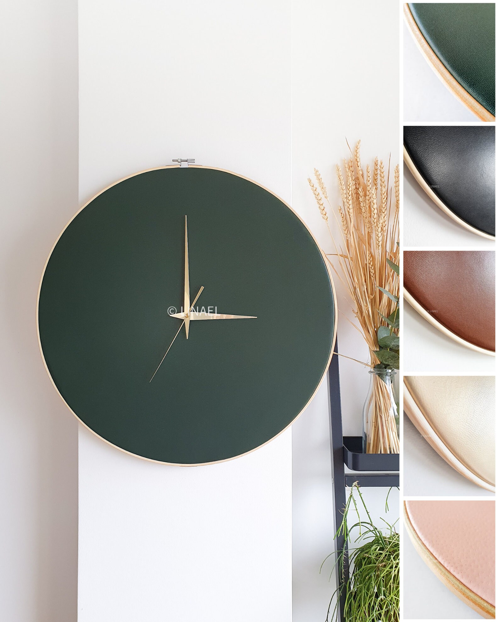 Luxury leather wall clock Multicolor XXL size 20in/52cm | Etsy