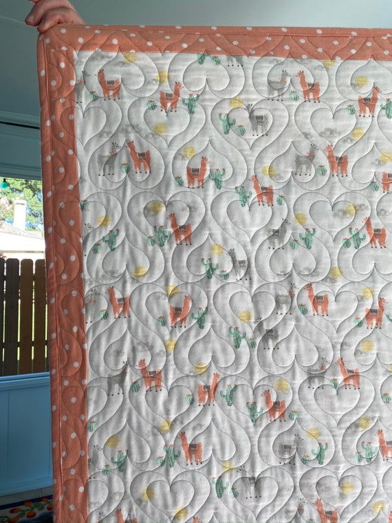 Llama llama quilt with cactus | Etsy