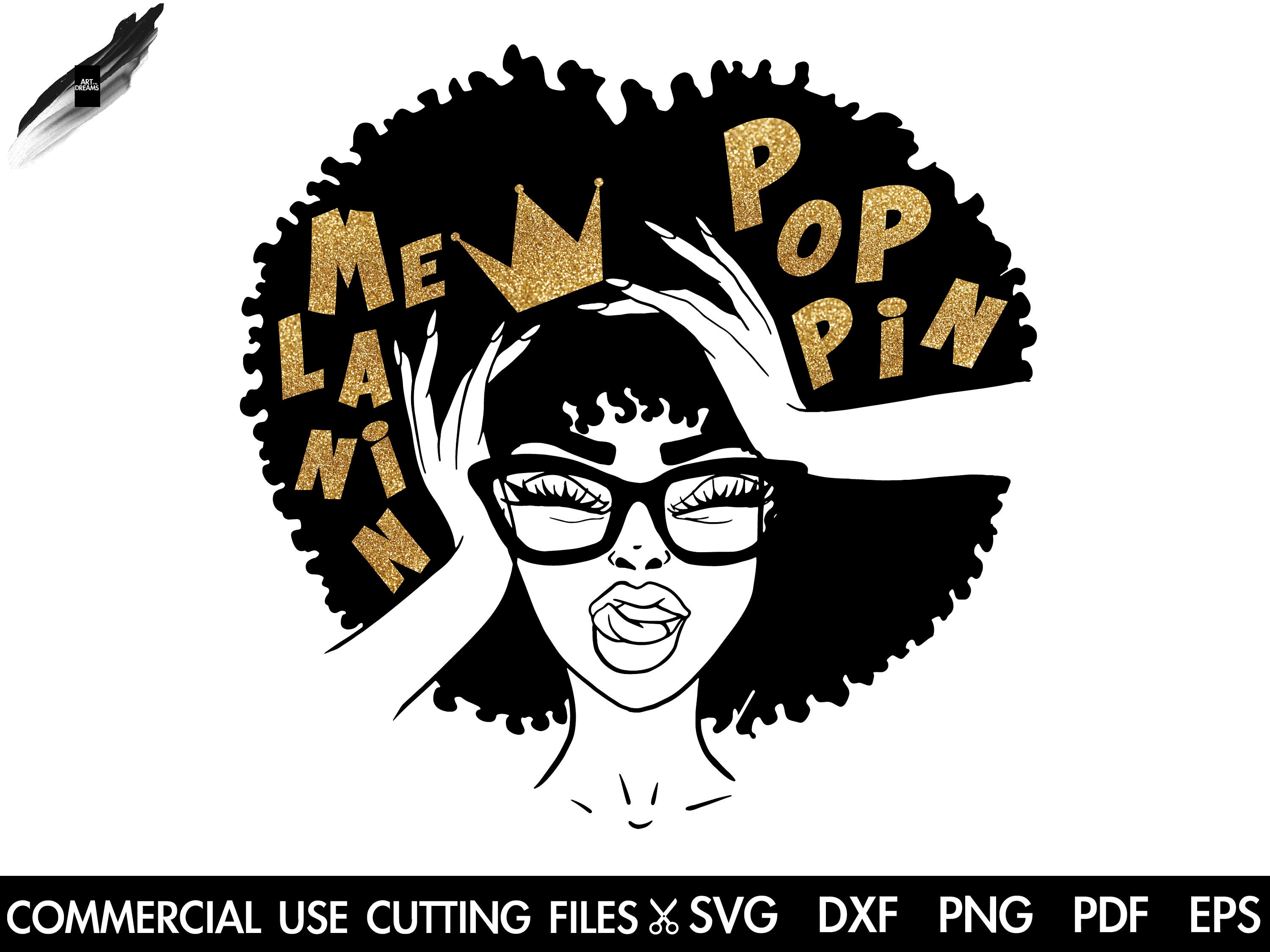 Melanin Poppin Svg Afro Svg Black History Month Svg Black Woman Svg