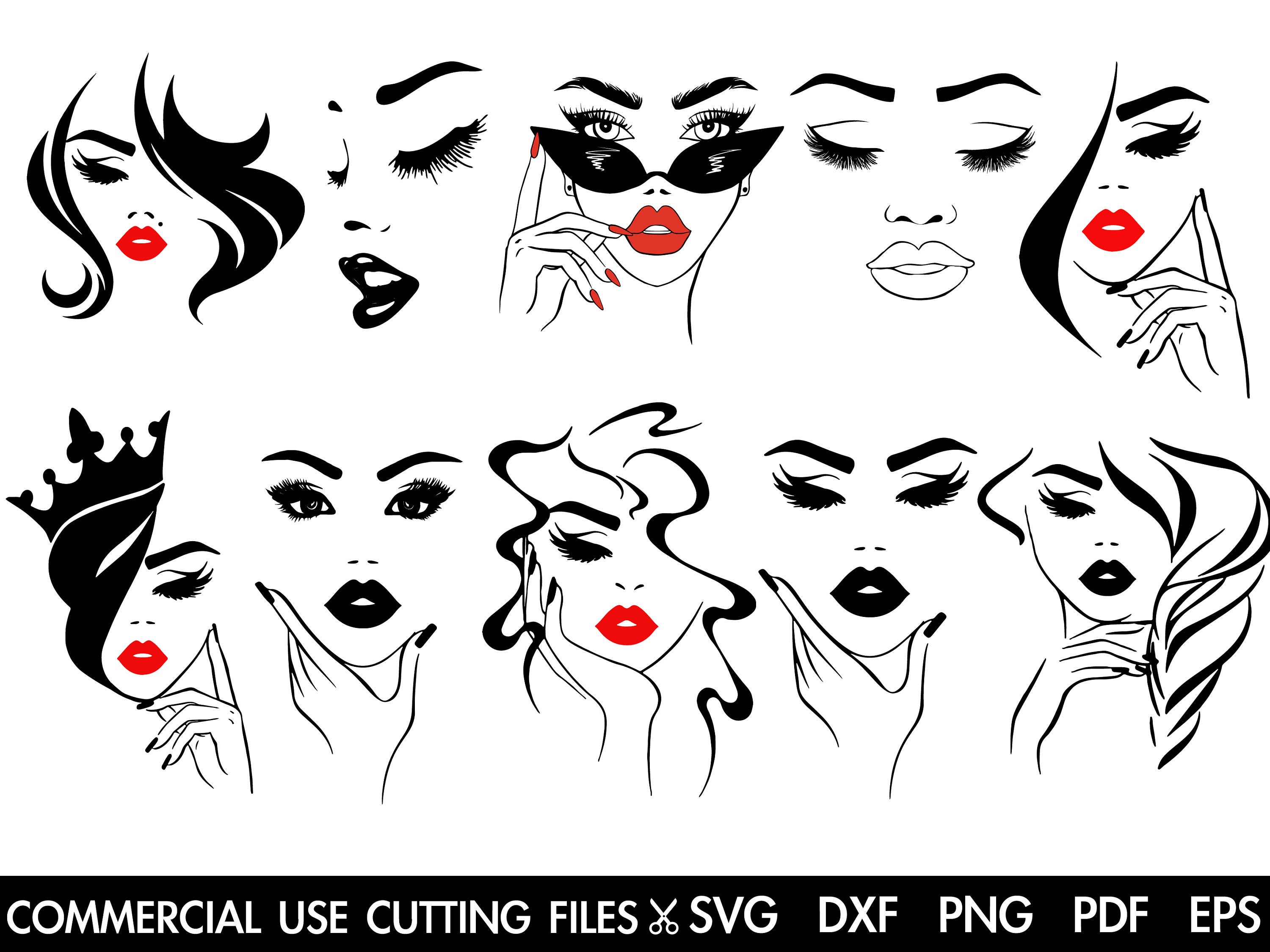 Woman Svg Bundle, Beautiful Face Svg, Woman Face Svg, Lady Svg ...