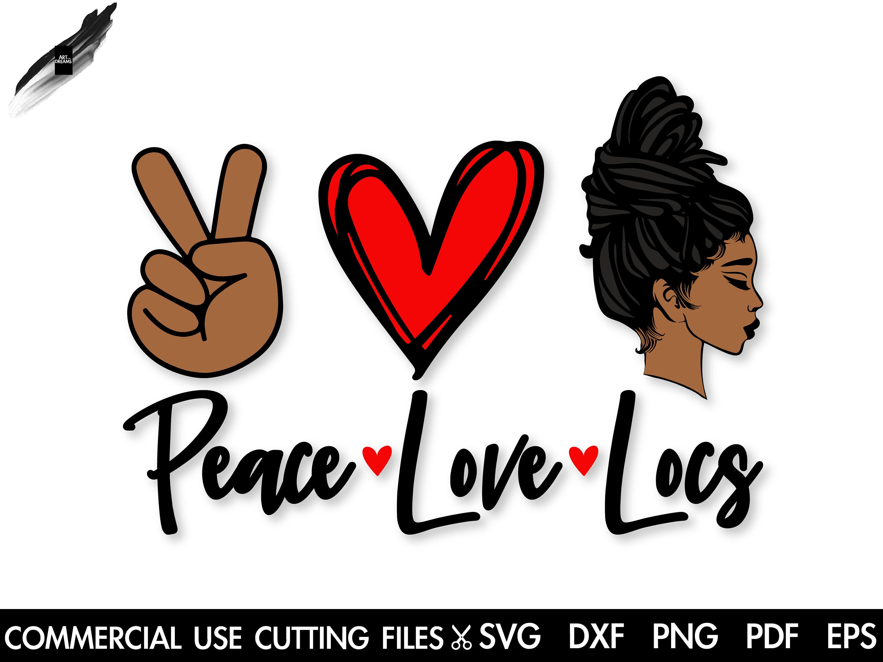 Peace Love Locs SVG Black Woman SVG Locs Svg Dreadlocks | Etsy