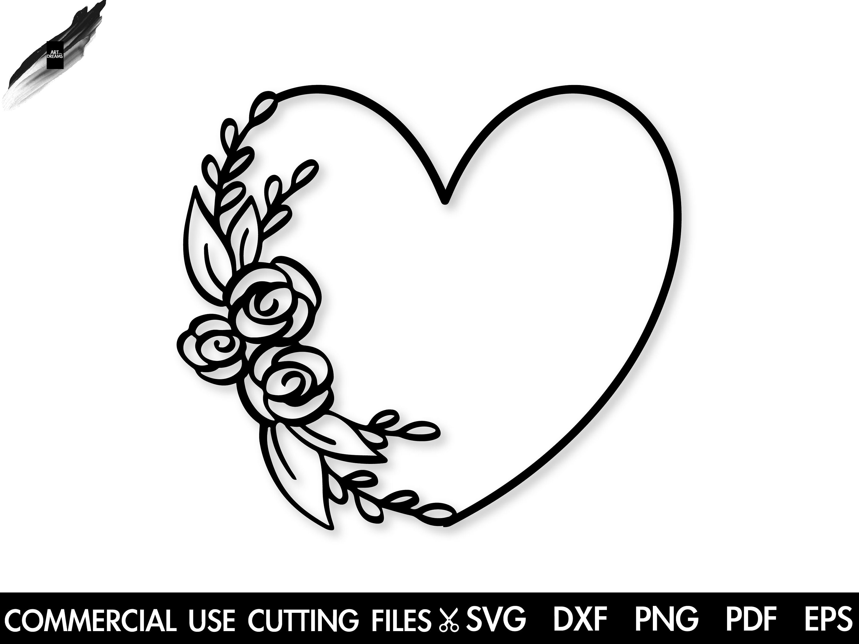 Floral Heart Svg Heart Svg Flower Heart Cut File Heart Etsy Australia