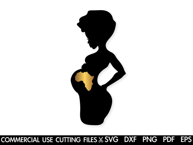 Mujer negra embarazada SVG, embarazada SVG, silueta de África SVG ...