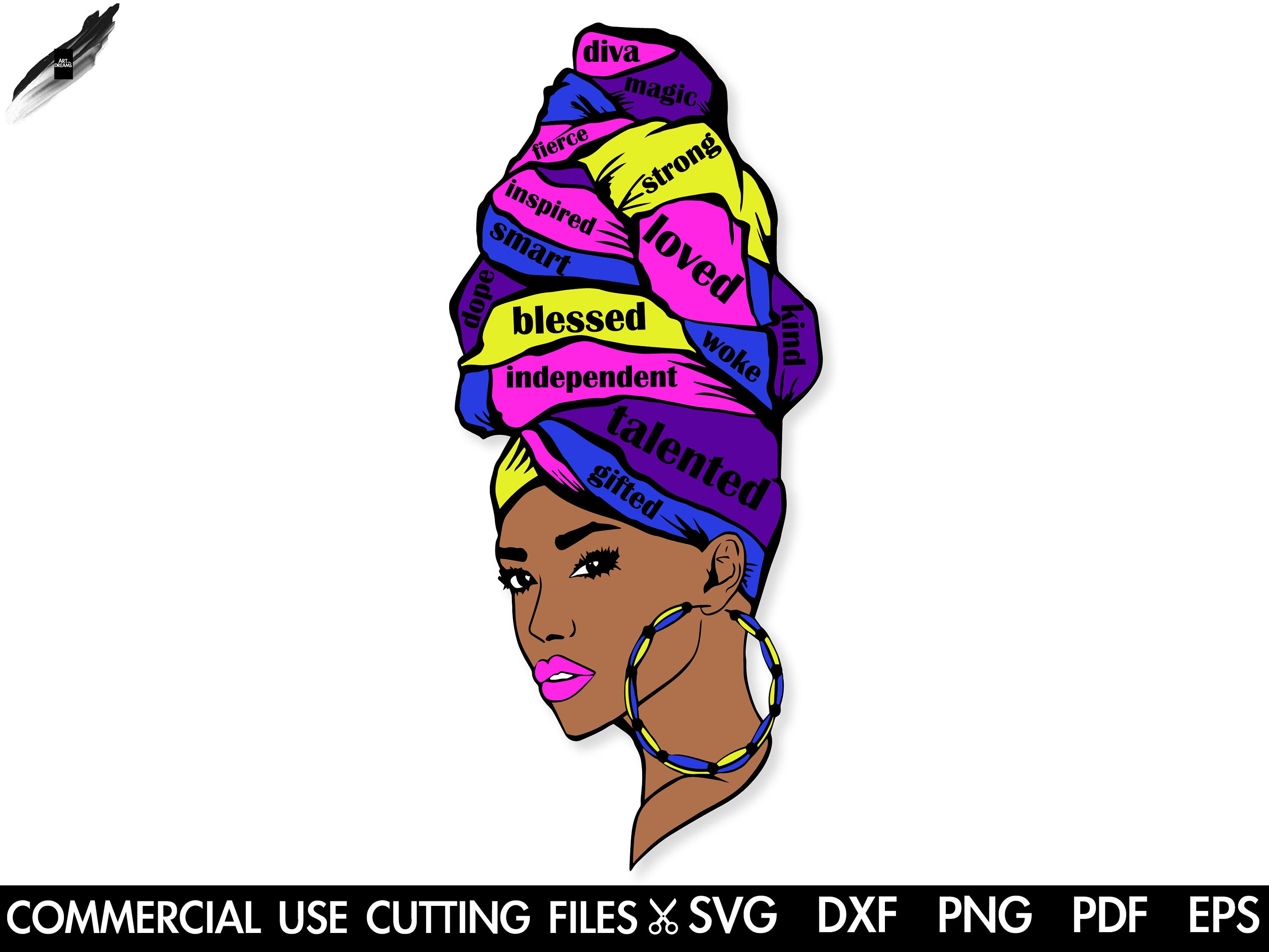 Black Girl With Turban Svg Afro Svg Black History Month Svg Etsy Hong