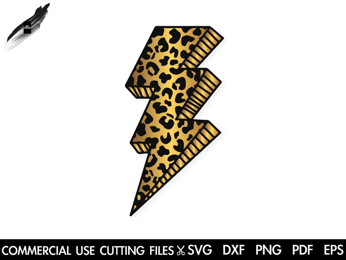Leopard Lightning Bolt SVG, Lightning Cut File Cricut Silhouette ...
