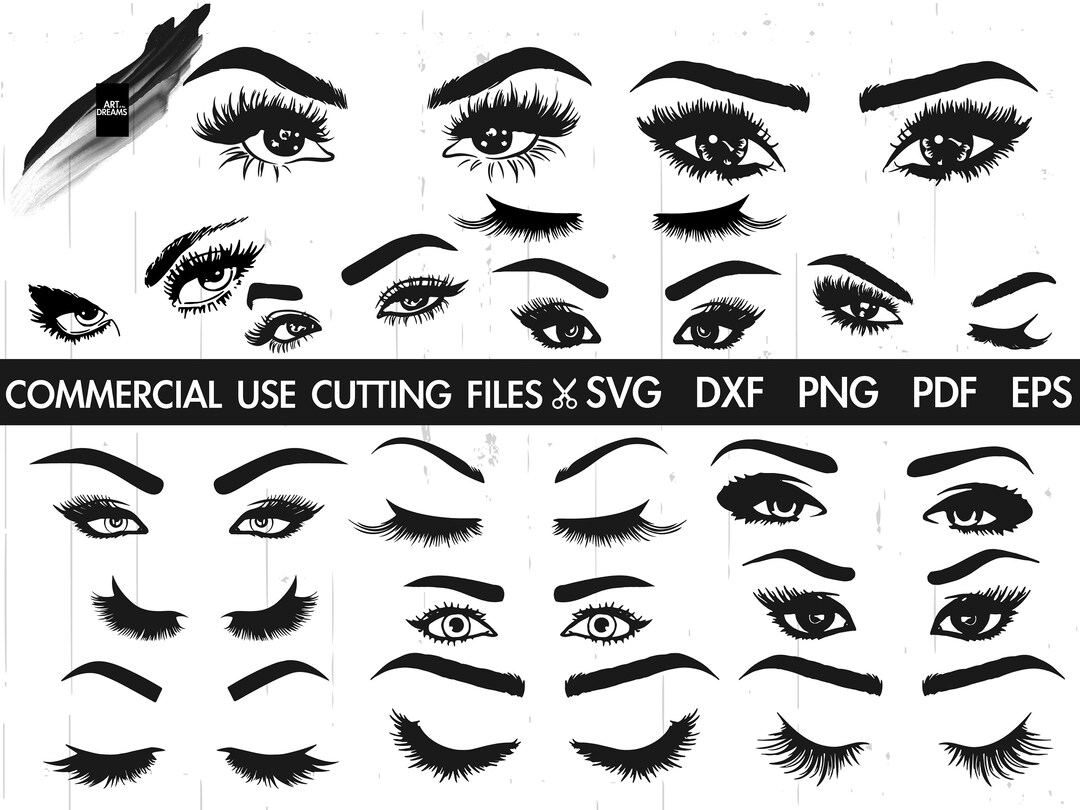 Eyes SVG Bundle: Eyelashes, Eyebrows, Makeup Designs (digital Download ...