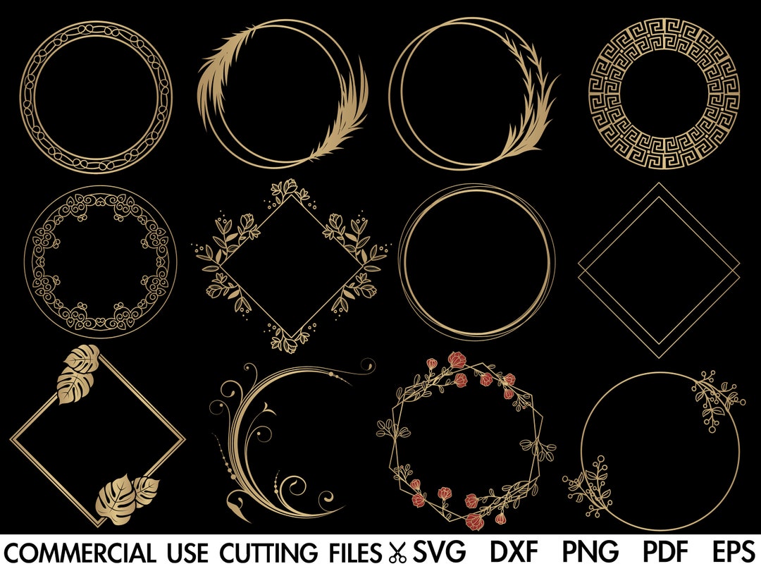 16 Frame Bundle SVG, Frame Svg, Circle Frame Svg, Monogram Svg ...