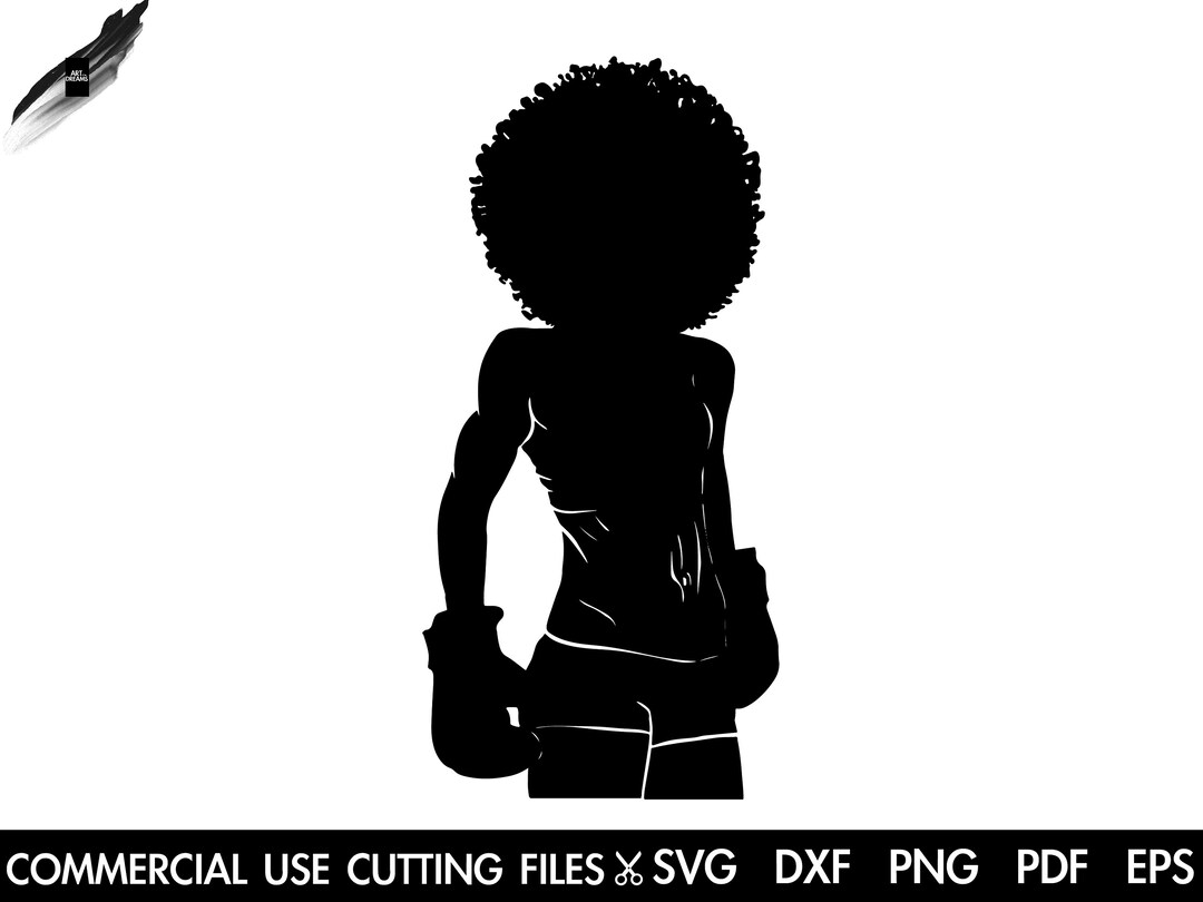 Black Woman Boxer SVG: Afro Silhouette, Gym Workout (digital Download ...
