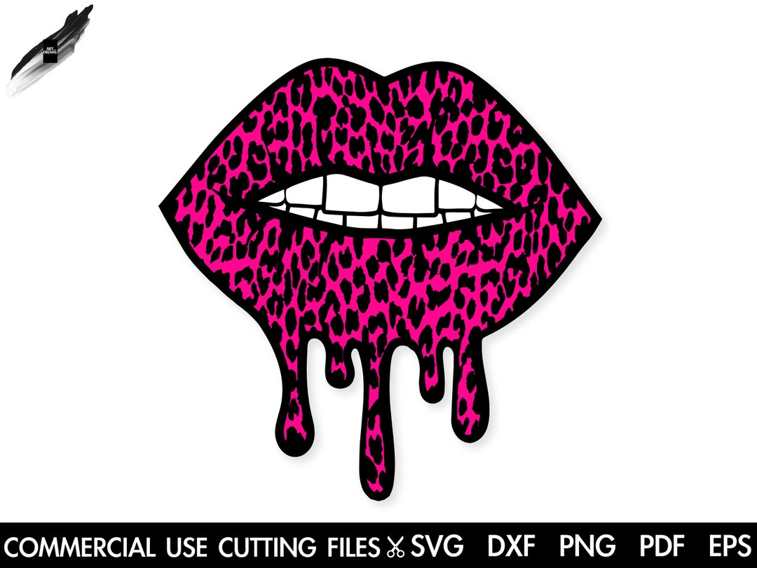 Pink Leopard Drippin' Lips SVG, Sexy Lips Svg, Lips Svg, Dripping Lips ...