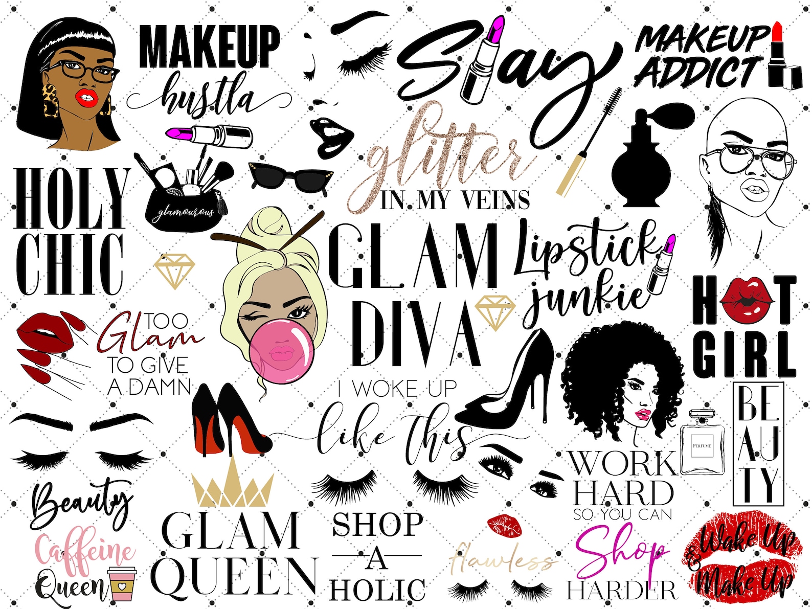 Makeup SVG Bundle 60 Designs 300 Files Beauty Svg Glamour - Etsy