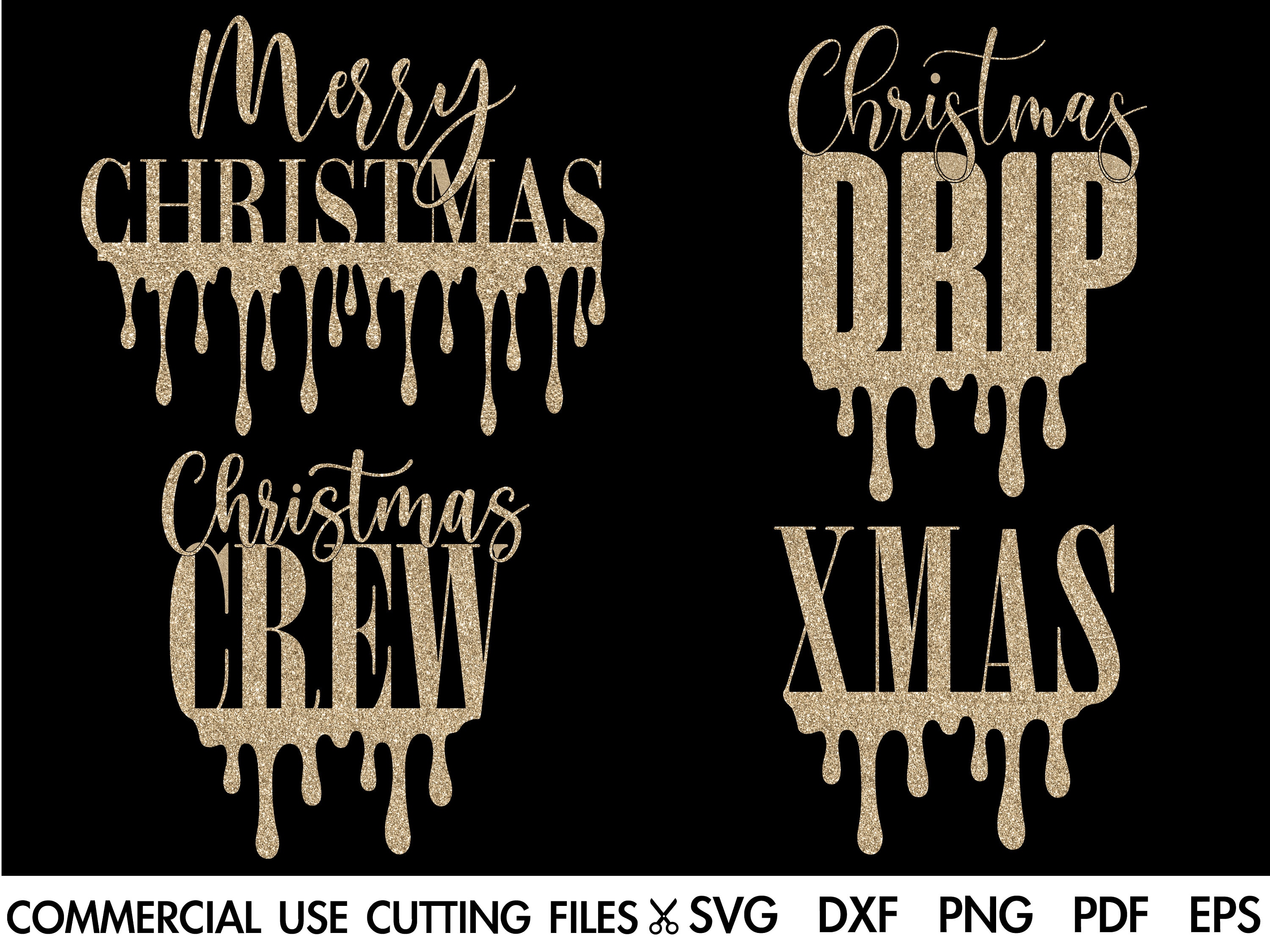 Merry Christmas SVG Bundle Christmas Dripping Svg Christmas | Etsy
