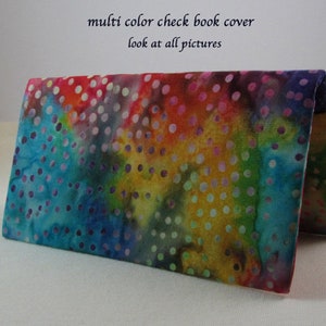 Multi Color Dots Fabric Checkbook Cover Coupon or Money Holder Colorful ...