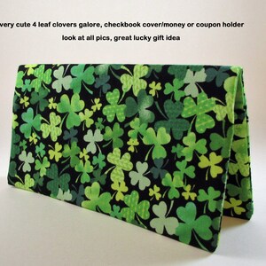 4 Leaf Clover Fabric Checkbook Cover - Coupon or Money Holder - Lucky ...