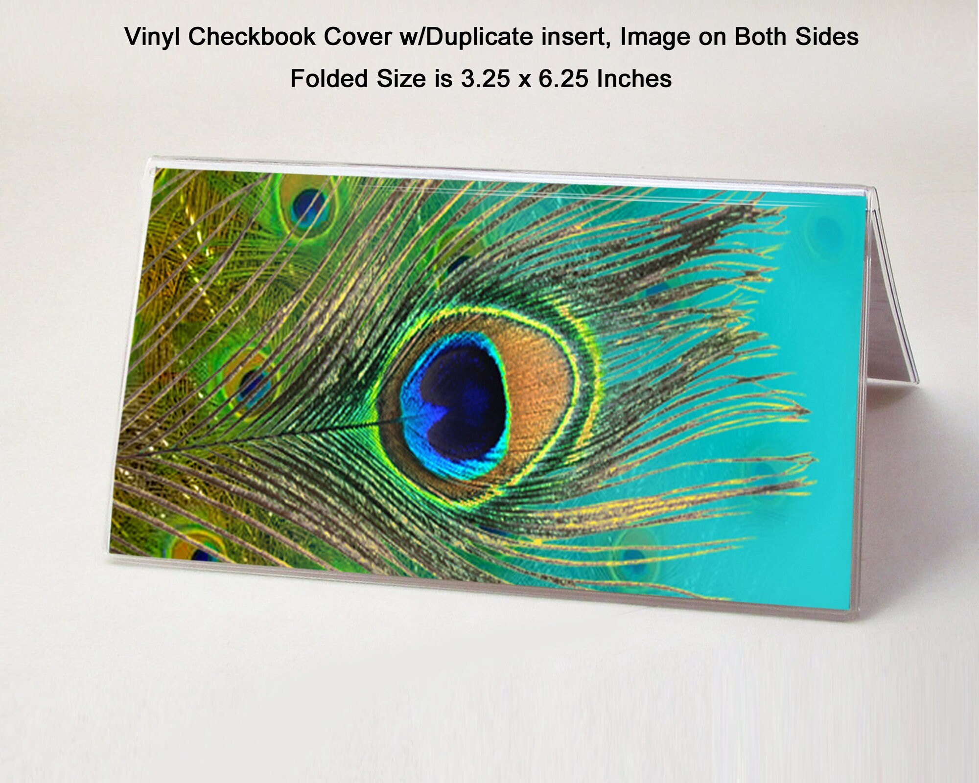 Peacock Feather Vinyl Checkbook Cover Includes Duplicate - Etsy