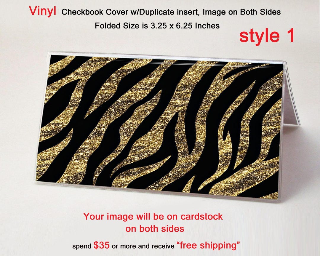Gold Glitter 1 Custom With Name or Not Vinyl Checkbook Cover - Includes ...