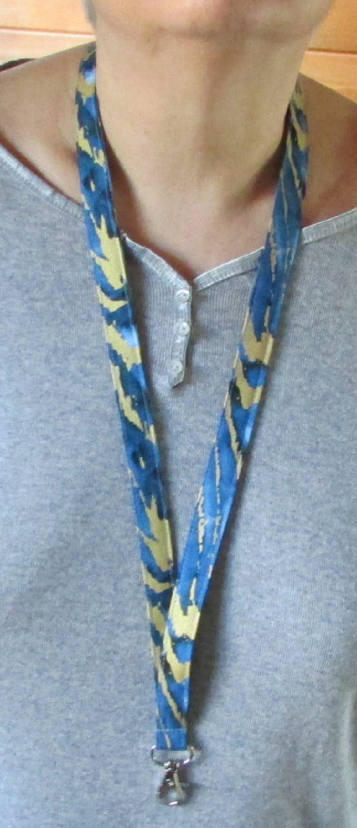 Blue and Gold Abstract Lanyard or Badge Reel Neck Lanyard - Etsy