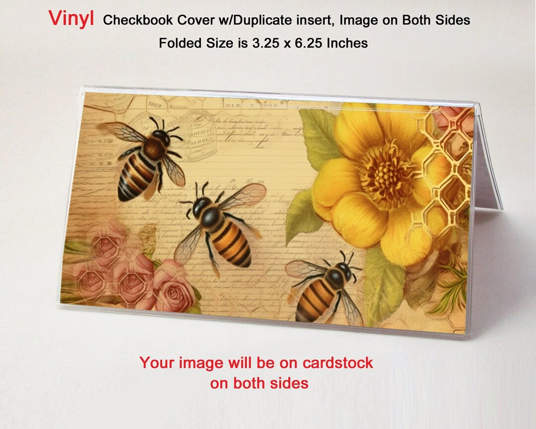 Bees and Flowers Vinyl Checkbook Cover - Includes Duplicate Insert ...