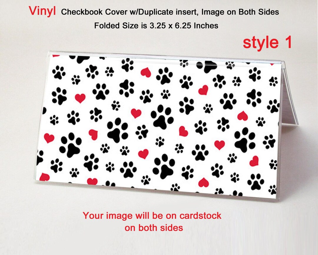 Paw Prints 4 Custom Dog Vinyl Checkbook Cover - Includes Duplicate ...