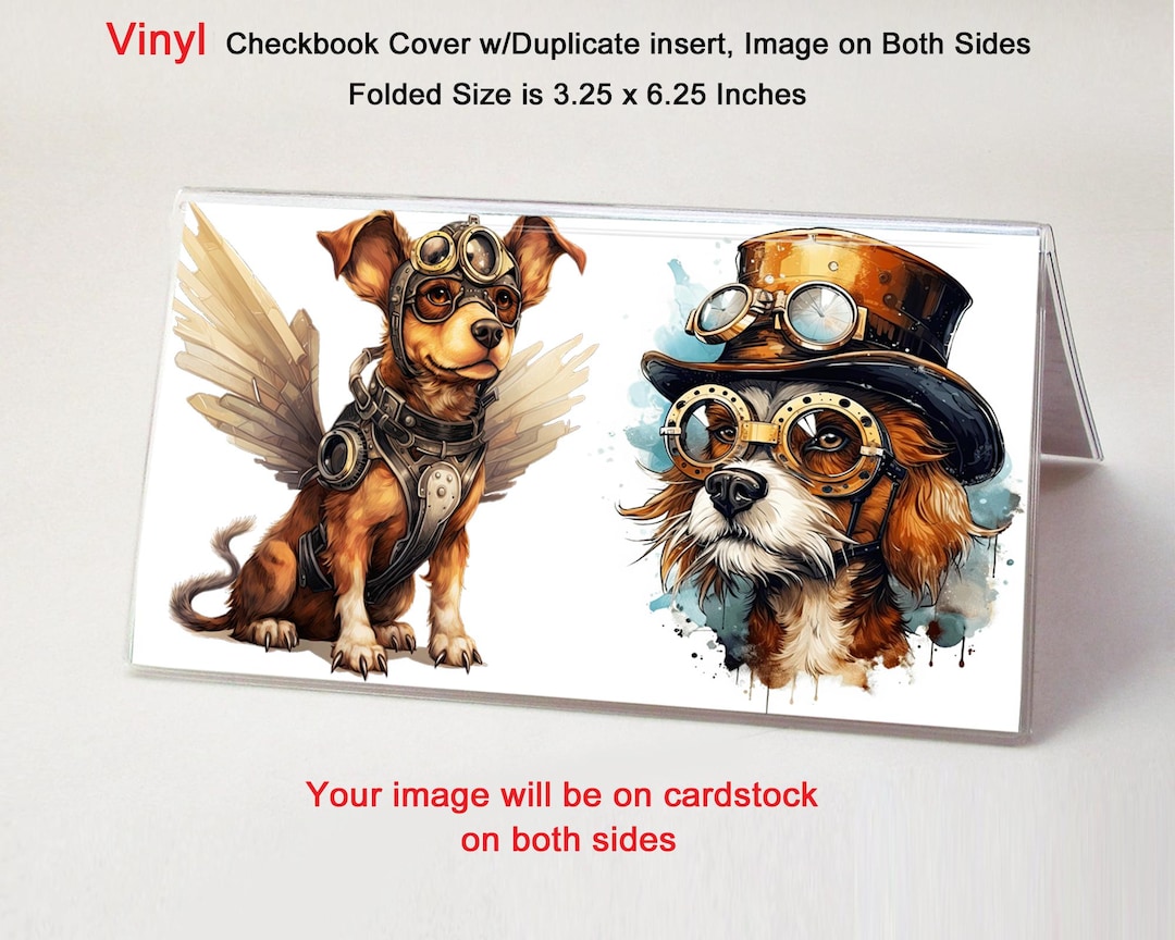 Steampunk Dogs 2 Vinyl Checkbook Cover Includes Duplicate Insert Top ...