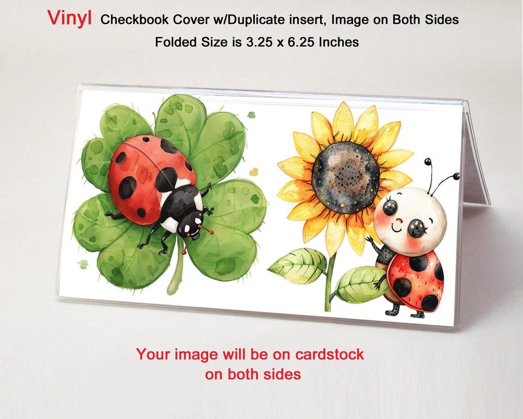 Ladybug 4 Leaf Clover Vinyl Checkbook Cover Includes Duplicate Insert ...