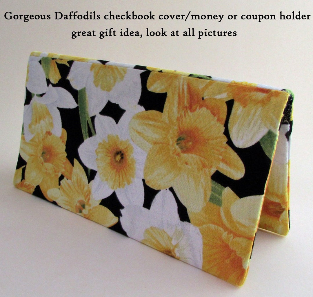 Daffodils Floral Fabric Checkbook Cover Coupon or Money Holder Flowers ...
