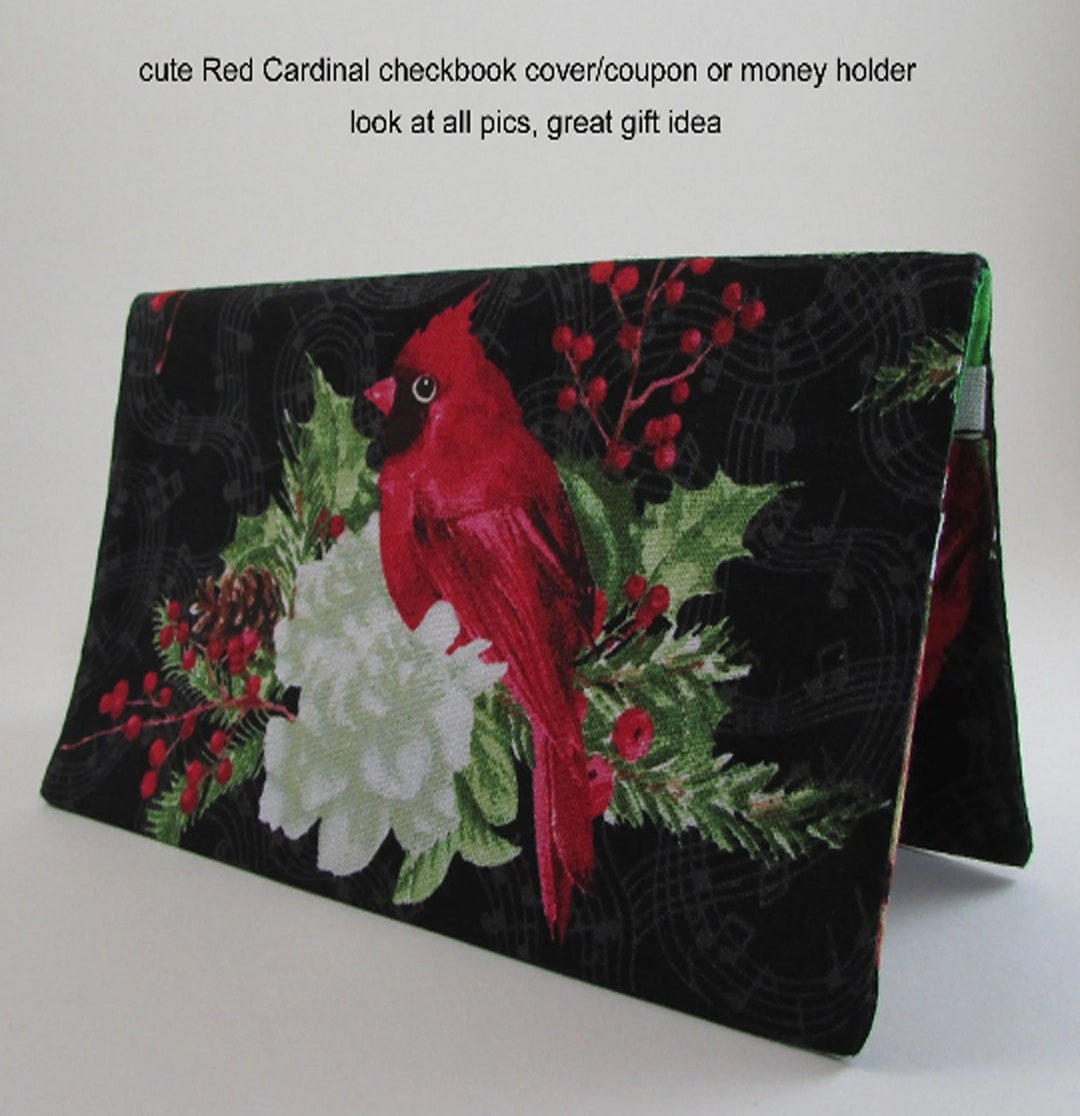 Cardinal Holiday Fabric Checkbook Cover - Coupon or Money Holder ...