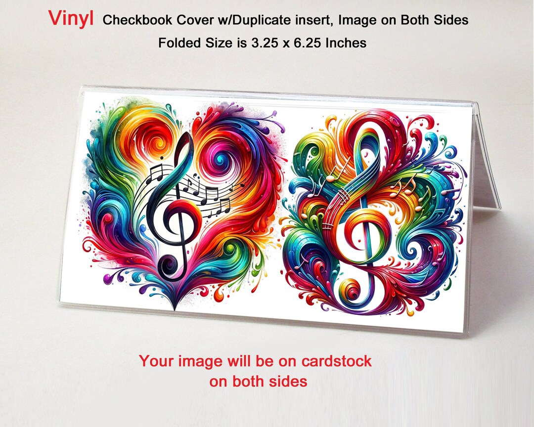 Music Notes 1 Vinyl Checkbook Cover Includes Duplicate Insert Top Tear ...