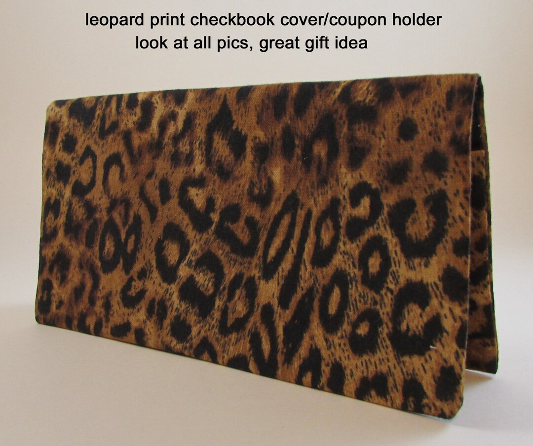 Leopard Print Fabric Checkbook Cover - Coupon or Money Holder - Leopard ...