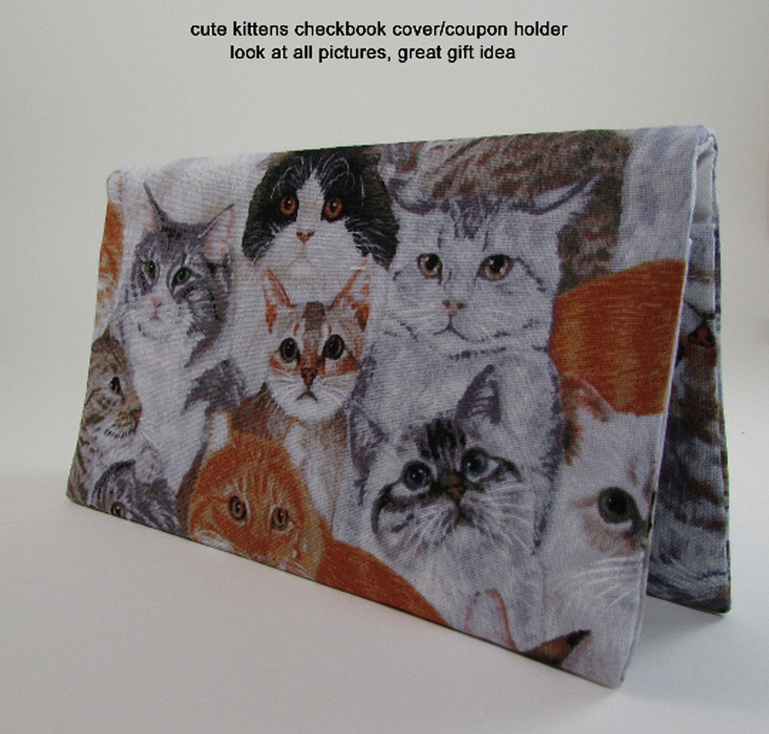 Cats Galore Fabric Checkbook Cover - Coupon or Money Holder - Flowers ...