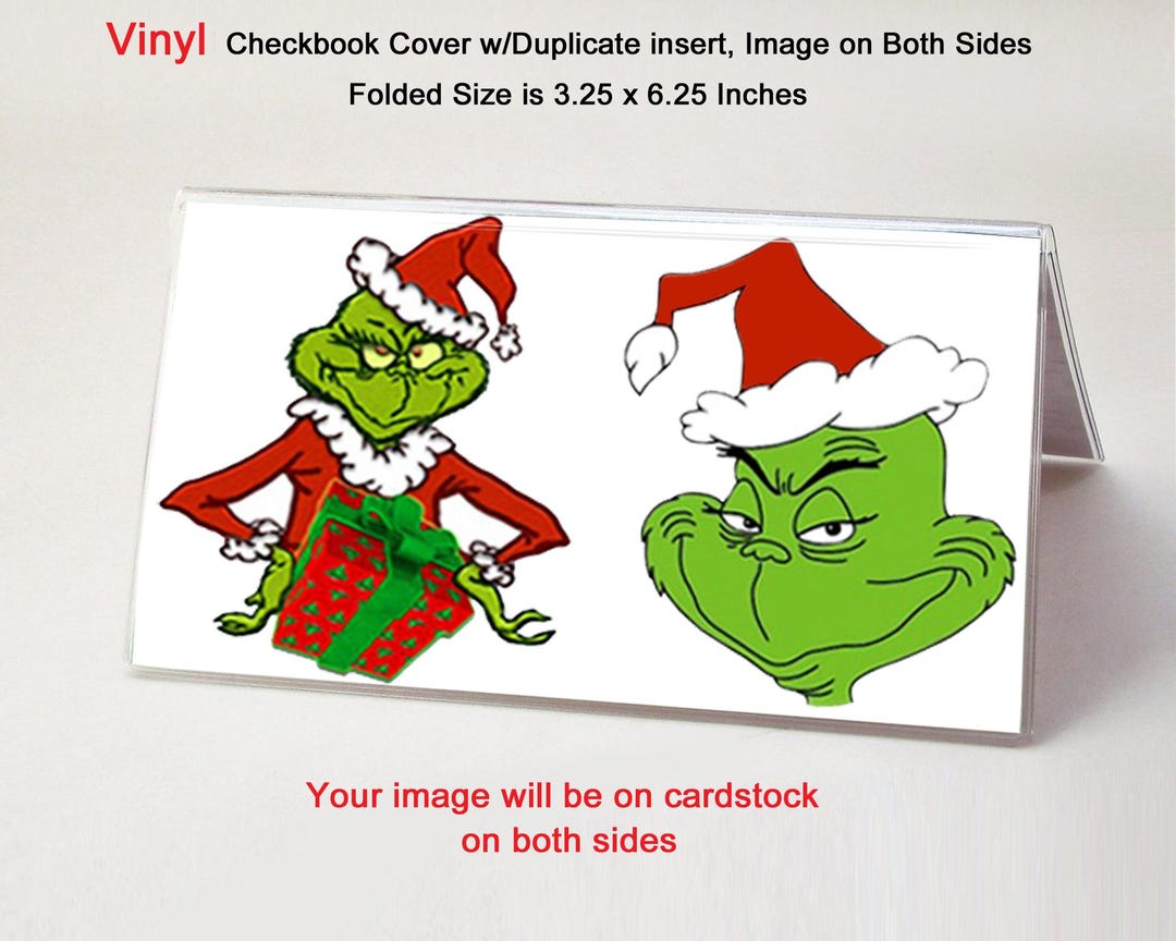 Grinch Vinyl Checkbook Cover - Includes Duplicate Insert - Top Tear ...