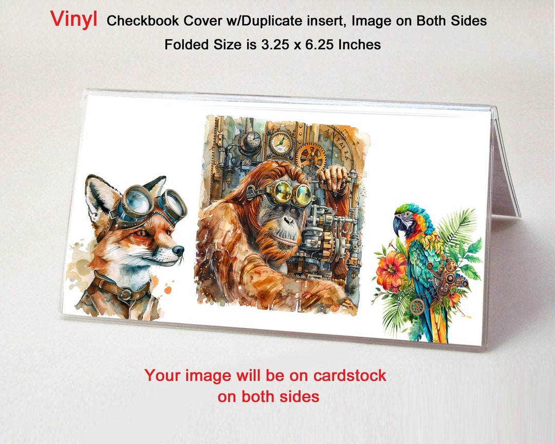 Steampunk Animals Vinyl Checkbook Cover Includes Duplicate Insert Top ...