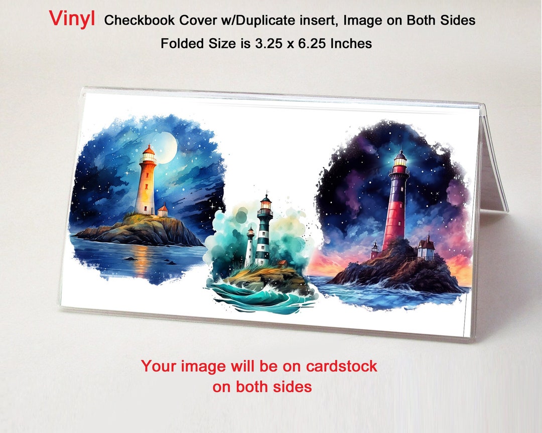 Lighthouse 2 Vinyl Checkbook Cover Includes Duplicate Insert Lighthouse ...