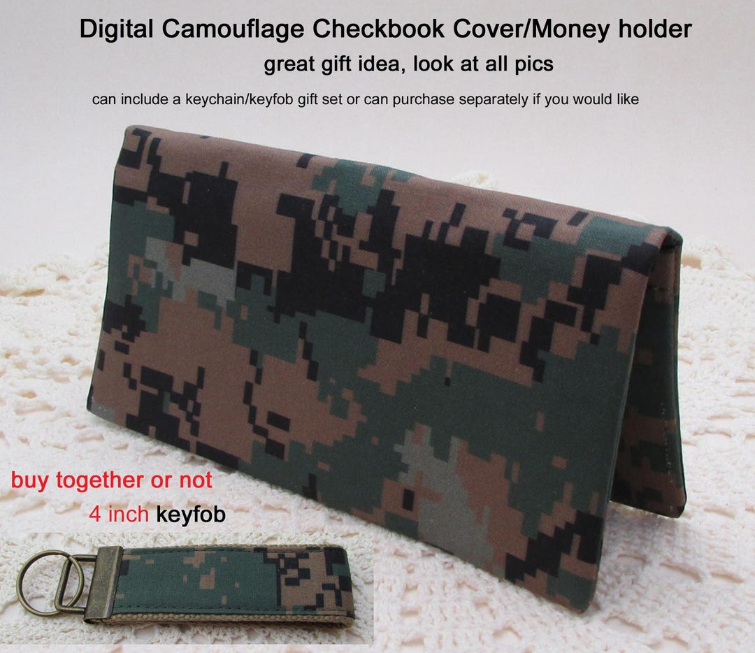 Digital Camouflage Fabric Checkbook Cover & Keyfob - Coupon or Money ...