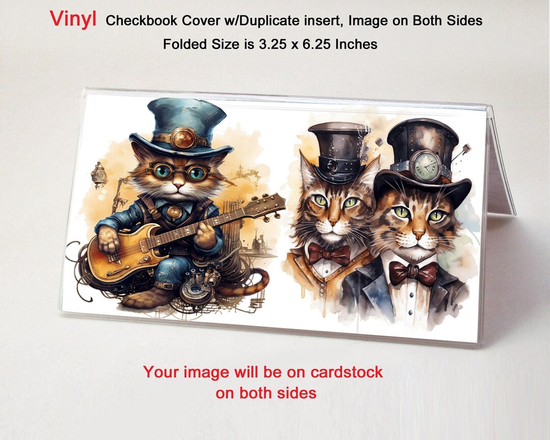 Steampunk Cats 2 Vinyl Checkbook Cover Includes Duplicate Insert Top ...