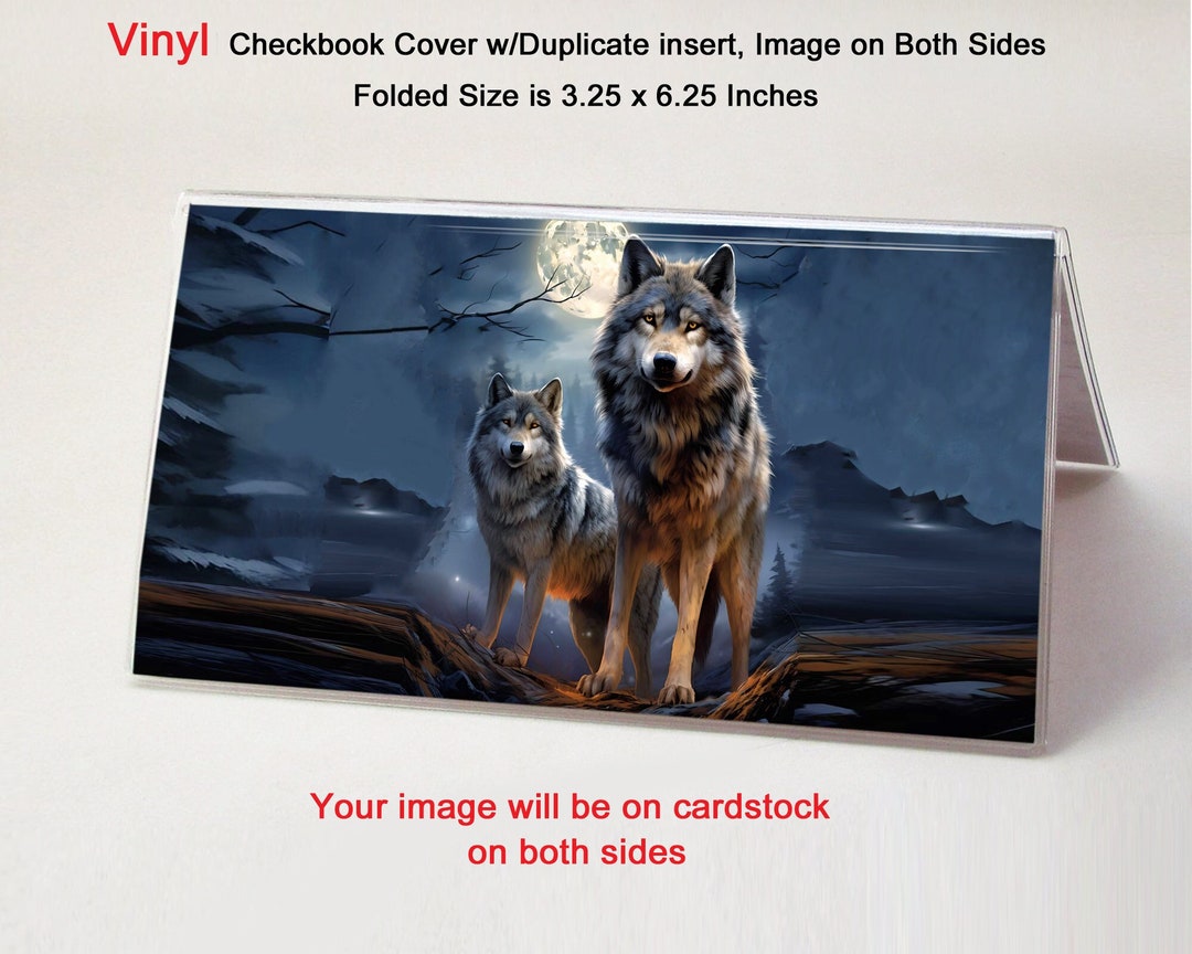 Wolves and Moon 2 Vinyl Checkbook Cover - Includes Duplicate Insert ...