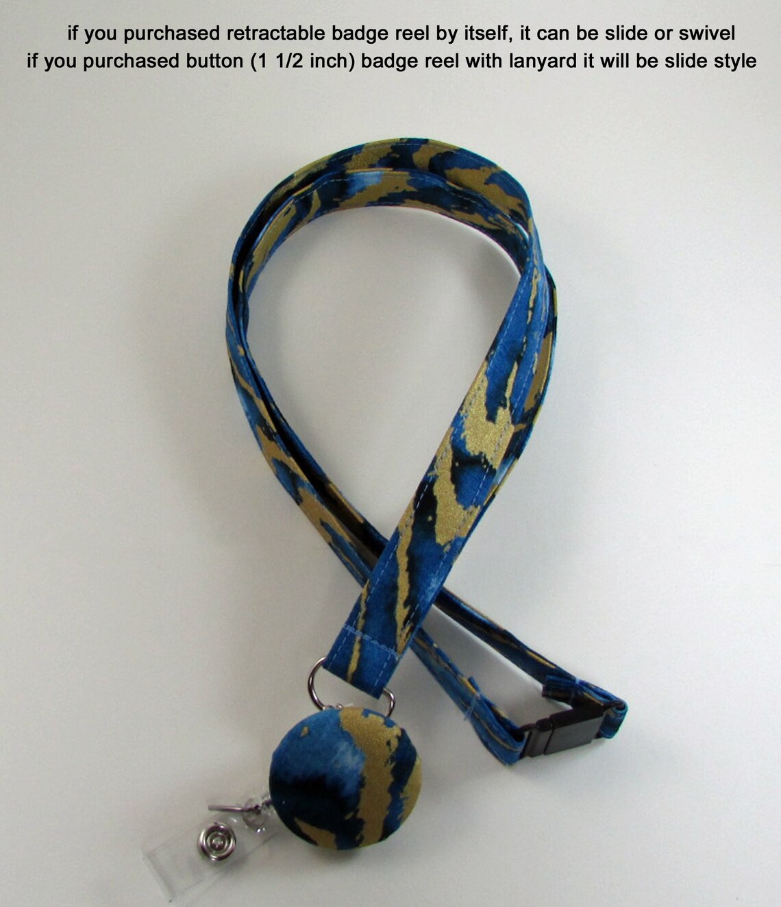 Blue and Gold Abstract Lanyard or Badge Reel Neck Lanyard - Etsy