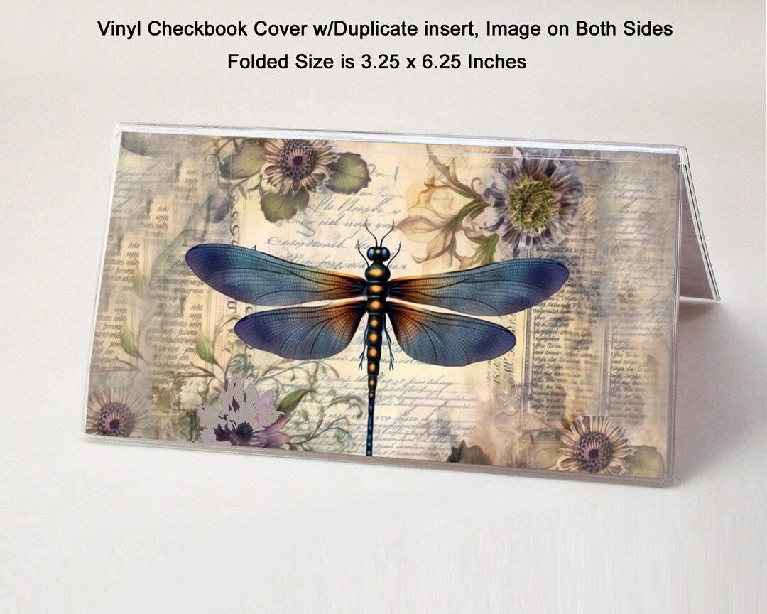 Dragonflies 4 Vinyl Checkbook Cover Includes Duplicate - Etsy