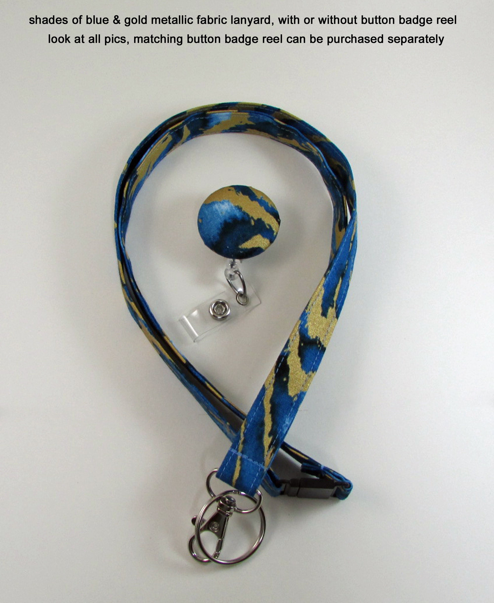 Blue and Gold Abstract Lanyard or Badge Reel Neck Lanyard - Etsy