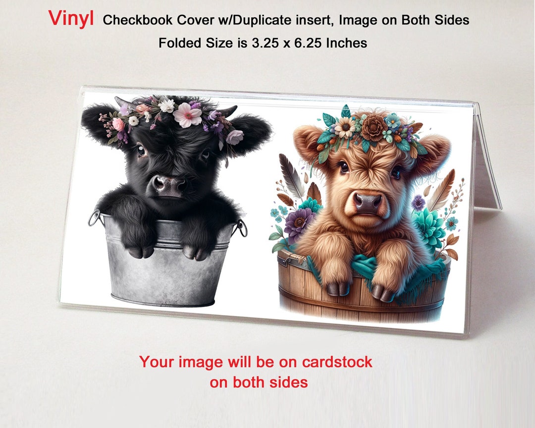 Highland Cows 9 Vinyl Checkbook Cover - Includes Duplicate Insert - Top ...