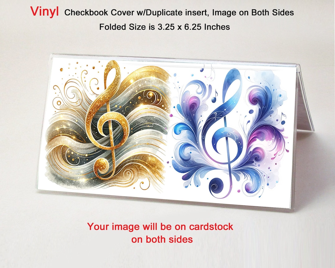 Music Notes 3 Vinyl Checkbook Cover - Includes Duplicate Insert - Top ...