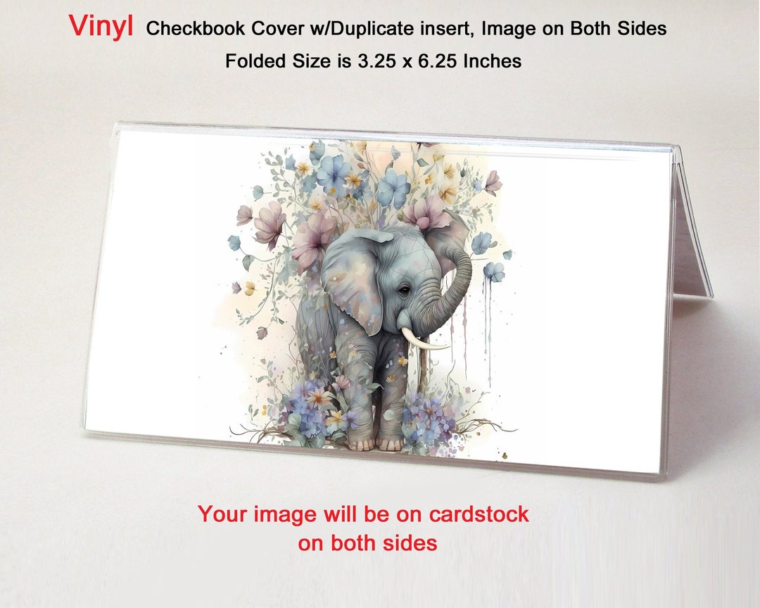 Elephant 2 Vinyl Checkbook Cover - Includes Duplicate Insert - Top Tear ...