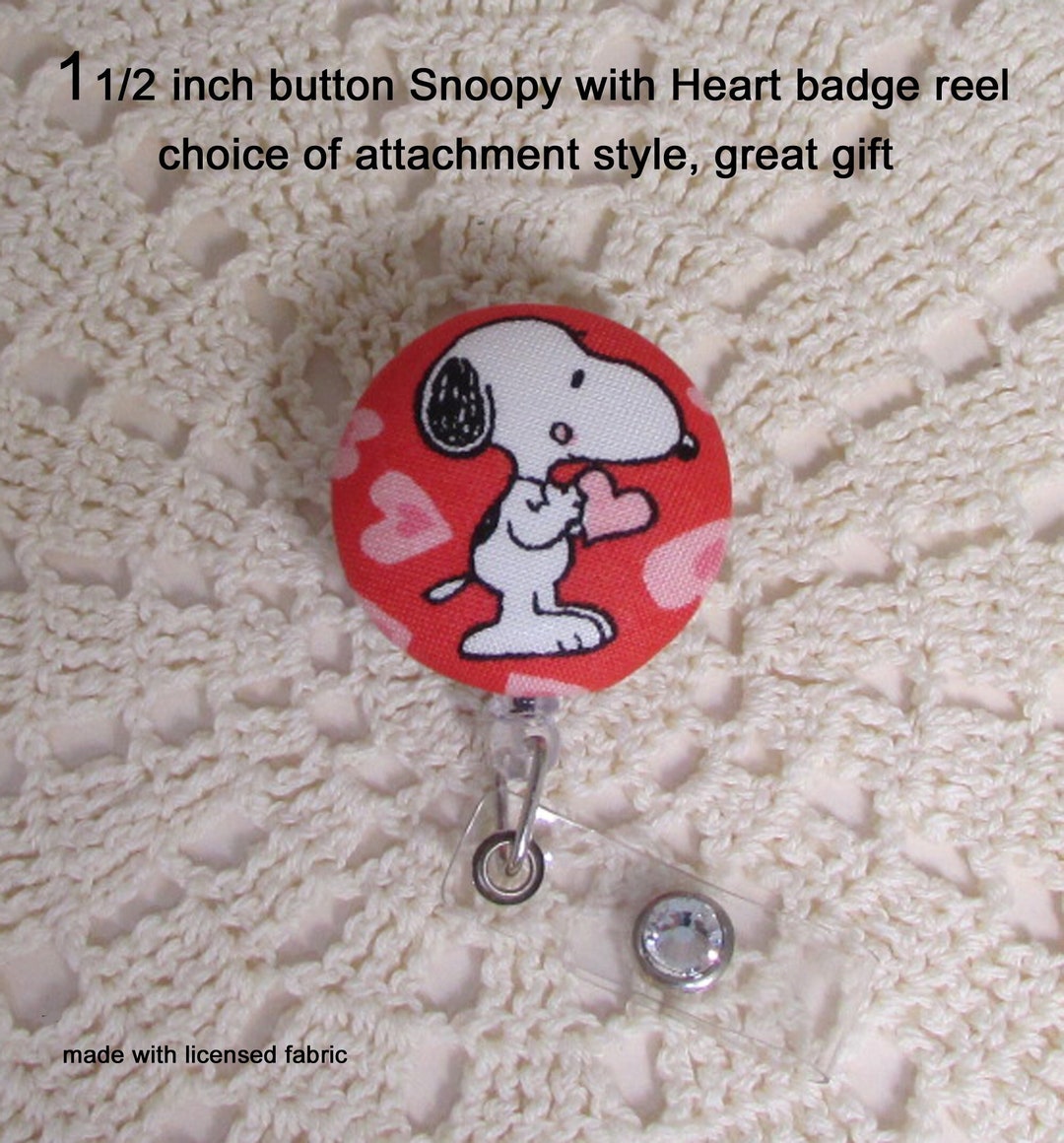 Snoopy 2 Licensed Fabric Print Badge Reel Snoopy Badge ID Hospital ...