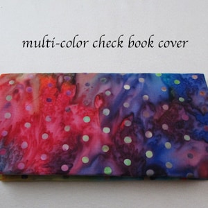 Multi Color Dots Fabric Checkbook Cover Coupon or Money Holder Colorful ...