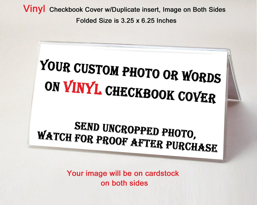 Custom Vinyl Checkbook Cover - Includes Duplicate Insert - Top Tear ...