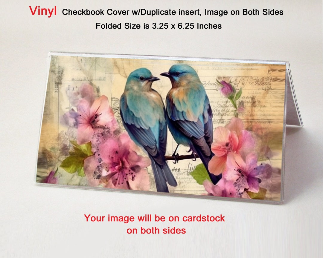 Birds & Flowers 2 Vinyl Checkbook Cover - Includes Duplicate Insert ...