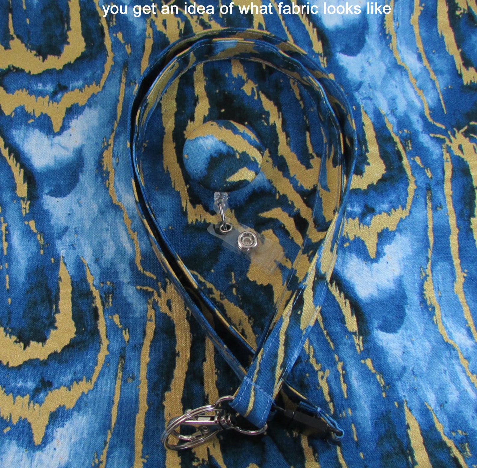 Blue and Gold Abstract Lanyard or Badge Reel Neck Lanyard - Etsy