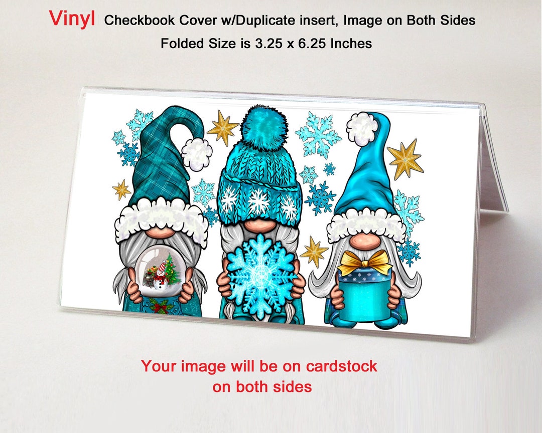 Christmas Gnomes Vinyl Checkbook Cover - Includes Duplicate Insert ...