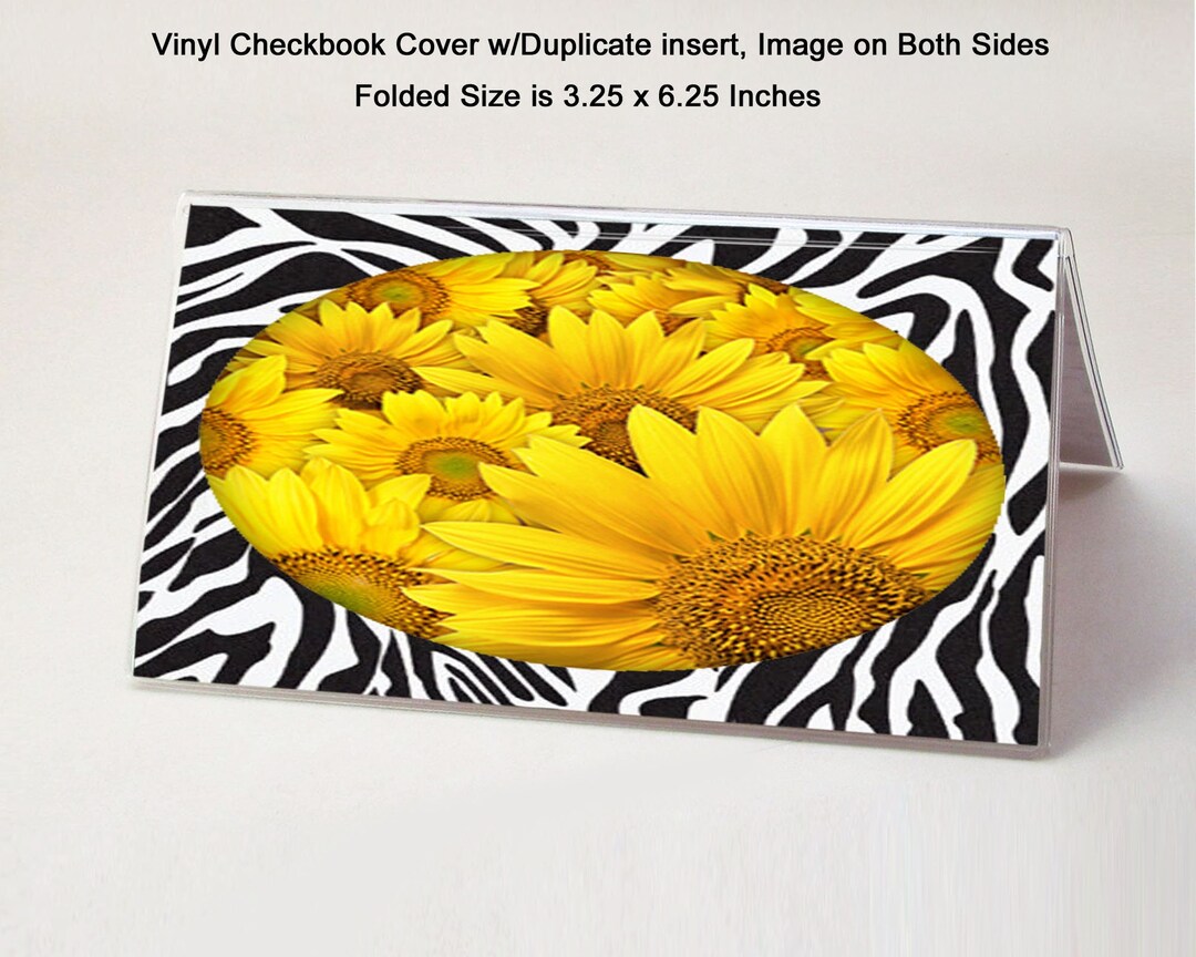 Sunflowers and Zebra Print Vinyl Checkbook Cover Includes - Etsy